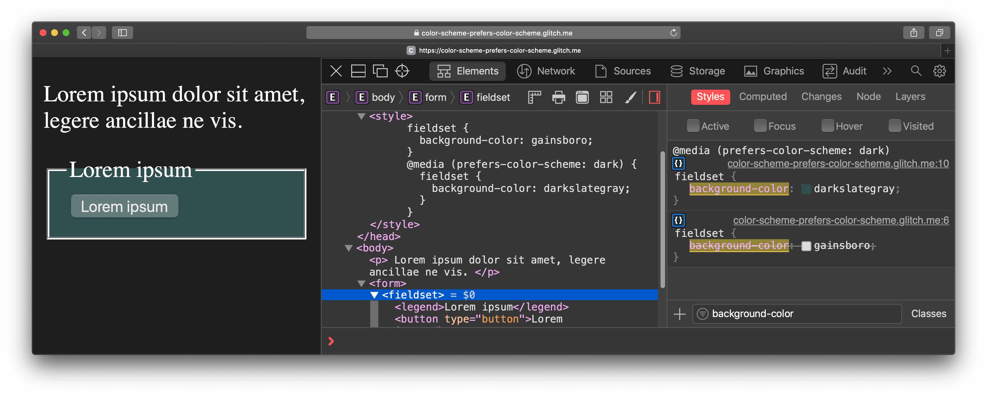Improved dark mode default styling with the color-scheme CSS property ...