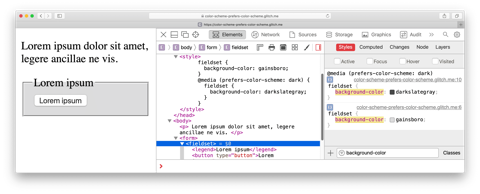 Improved dark mode default styling with the color-scheme CSS property ...