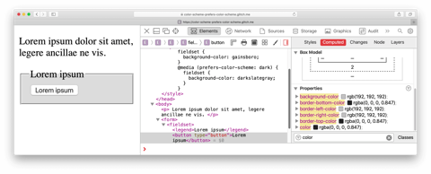Improved dark mode default styling with the color-scheme CSS property ...