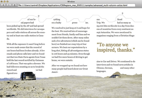 Magazine Like Layout For The Web With Css Regions And Exclusions Articles Webdev