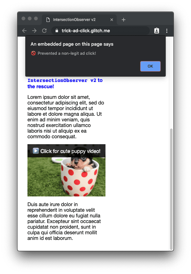 신뢰는 좋고 관찰은 더 좋습니다: Intersection Observer v2 | Articles | web.dev