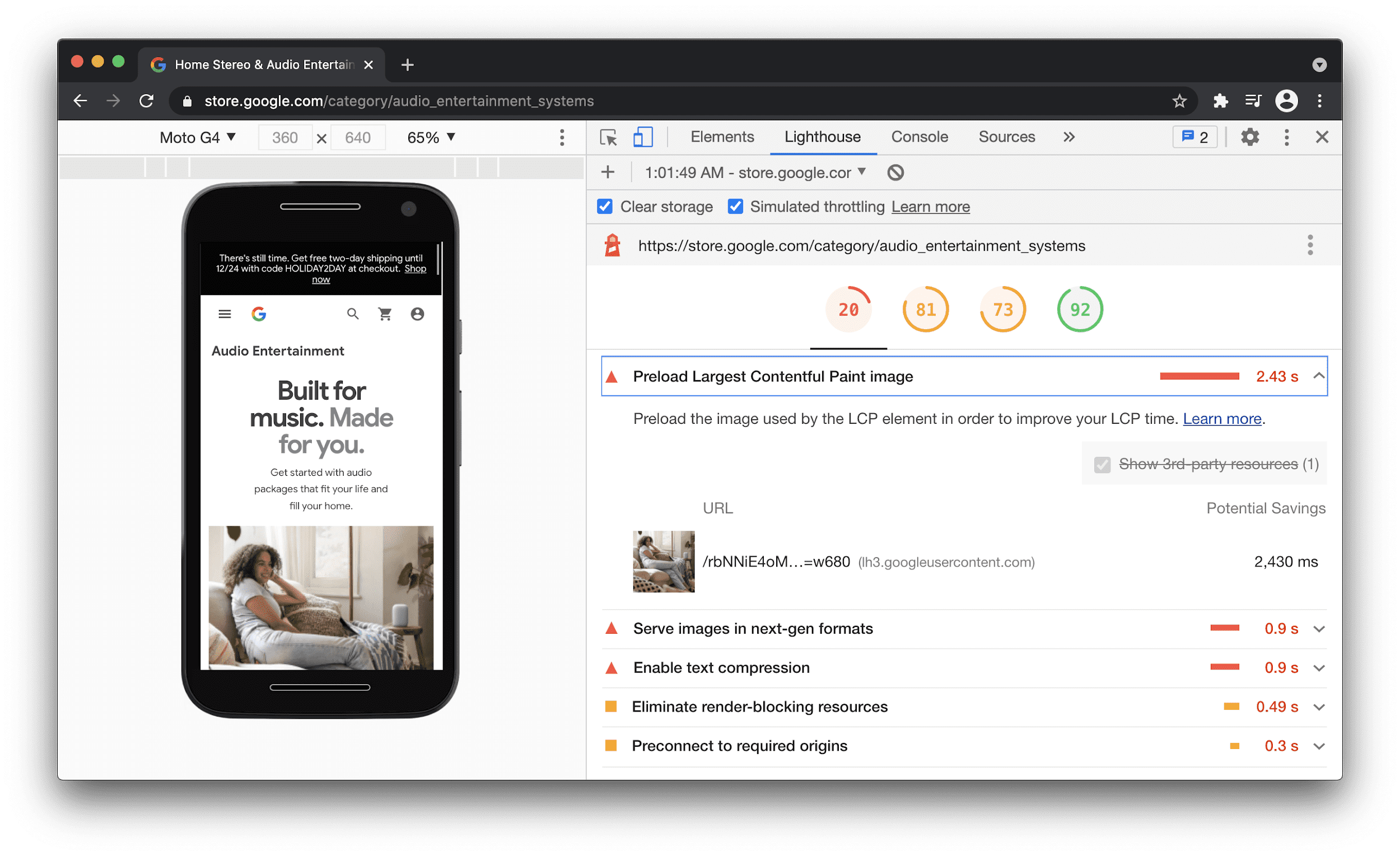 Optimizing Web Vitals using Lighthouse | Articles | web.dev